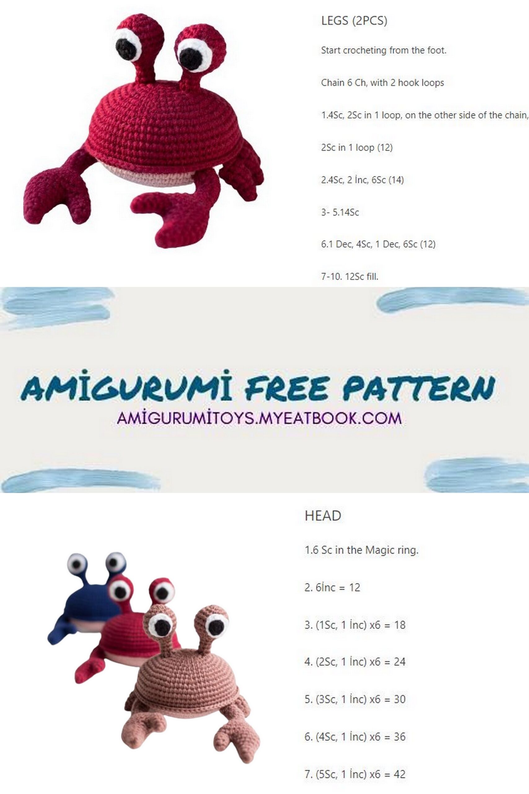 Amigurumi Crab Free Pattern - Amigurumi Patterns