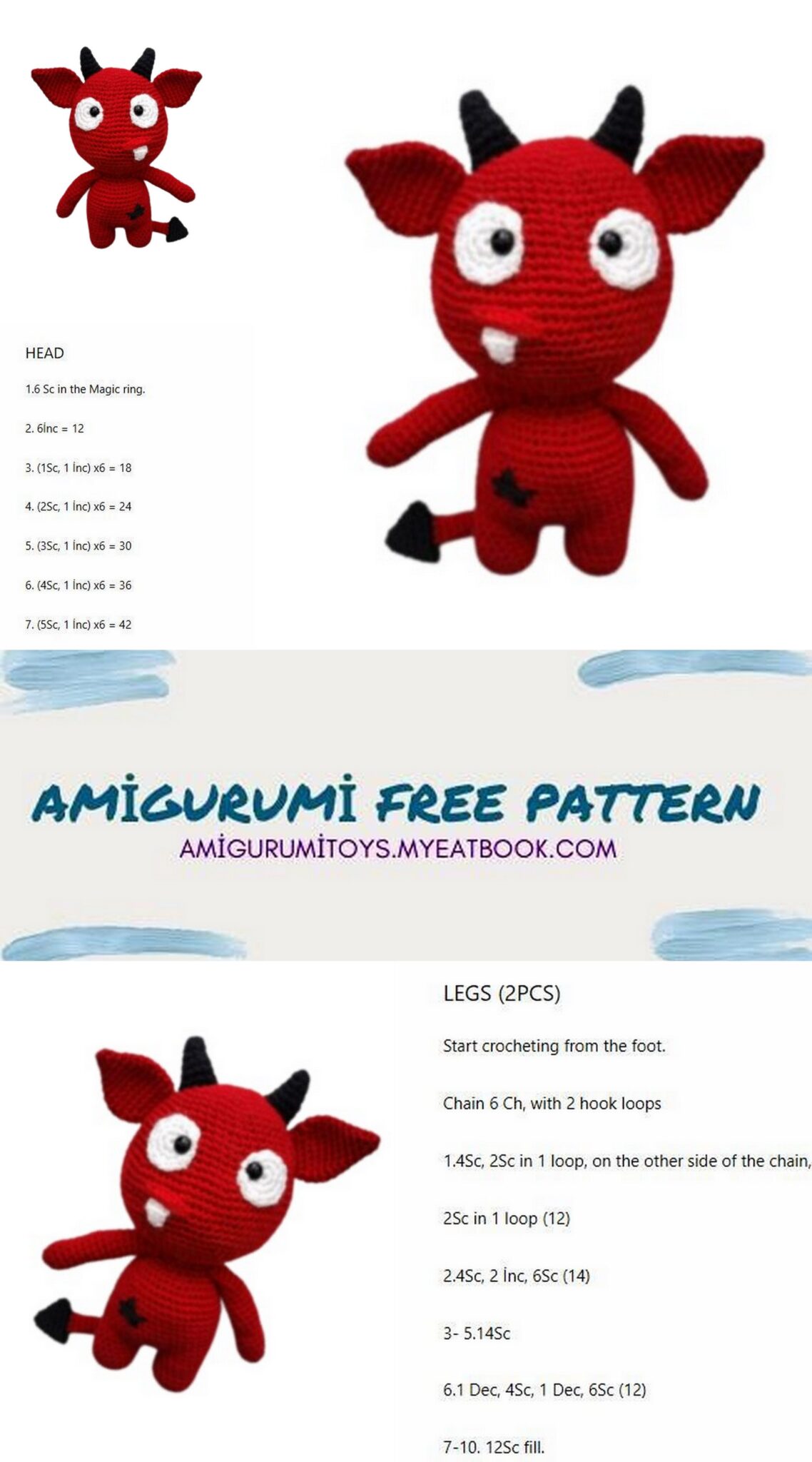 Amigurumi Devil Benny Free Pattern - Amigurumi Patterns