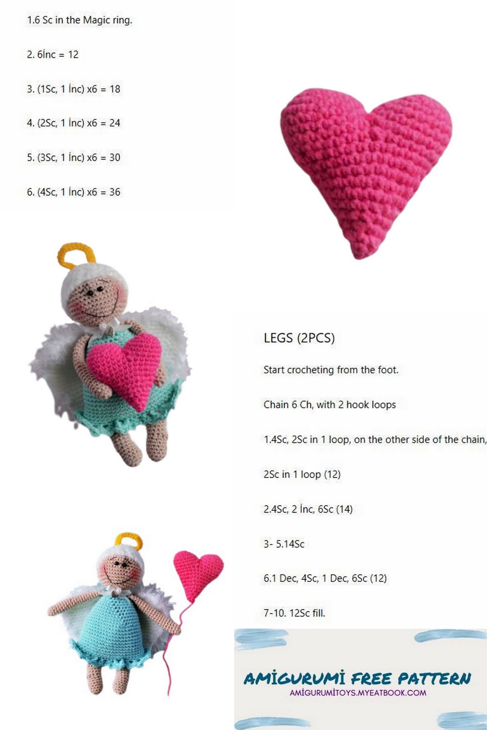 Angel in love Amigurumi Free Pattern - Amigurumi Patterns