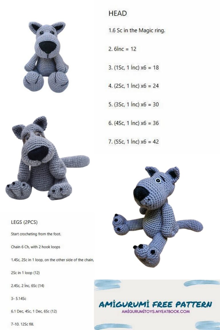 Amigurumi Gray Dog Free Pattern - Amigurumi Patterns