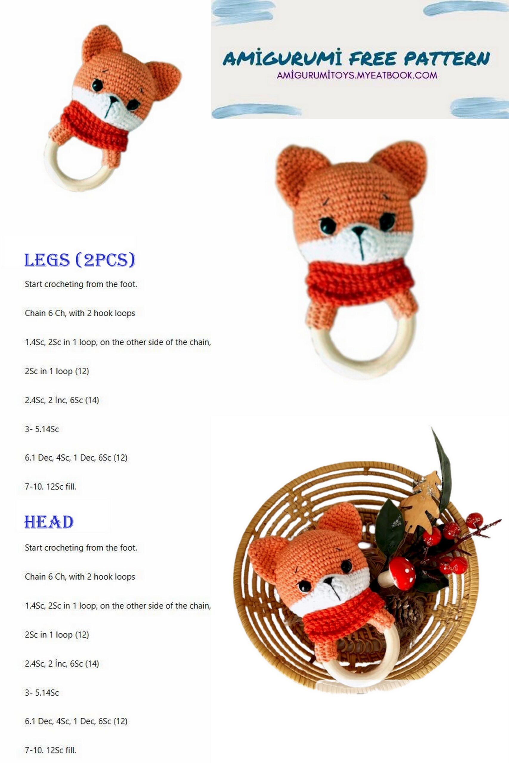 Amigurumi Baby fox rattle Free Pattern - Amigurumi Patterns