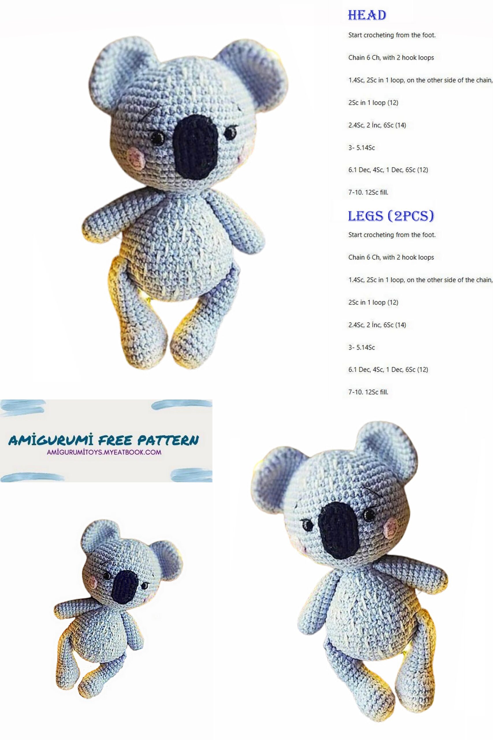Amigurumi Cute Koala Crochet Free Pattern - Amigurumi Patterns