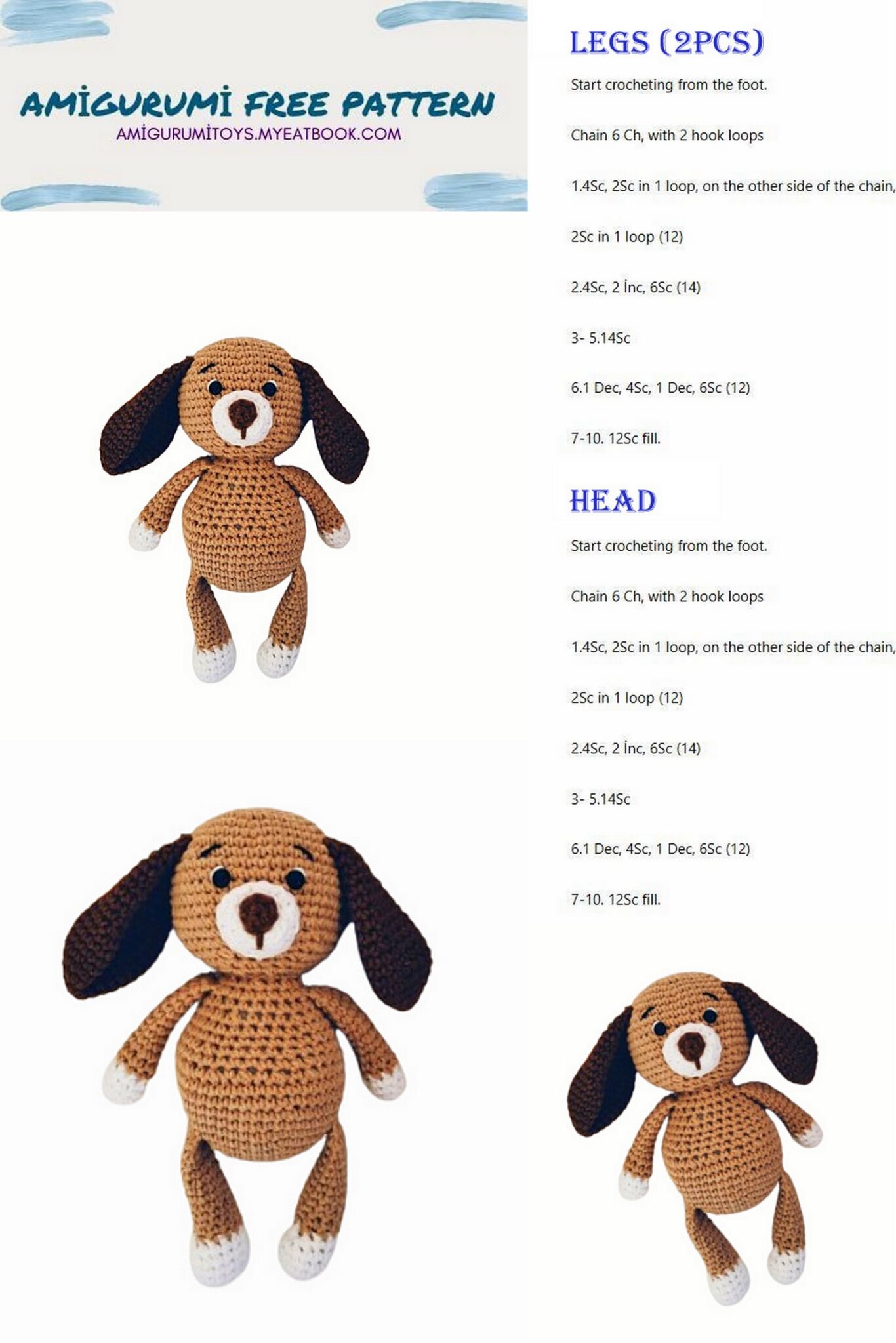 Free Cute Dog Amigurumi Pattern - Amigurumi Patterns